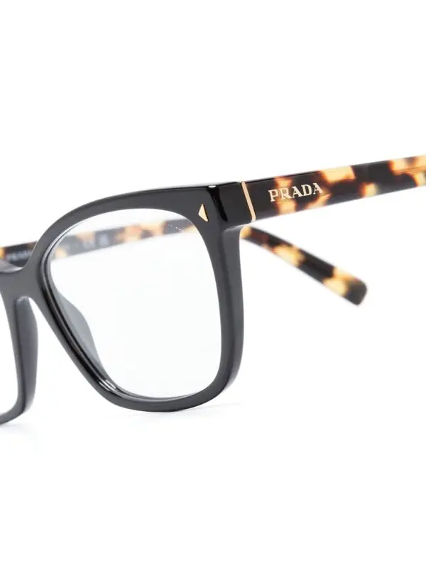 Prada Tortoiseshell Square Frame Glasses - Black