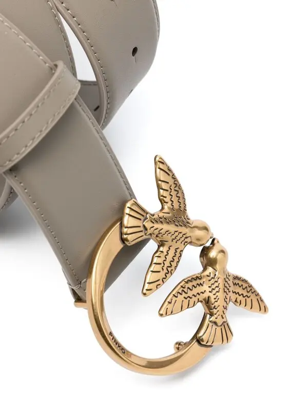 Pinko Love Birds-buckle Leather Belt - Neutrals