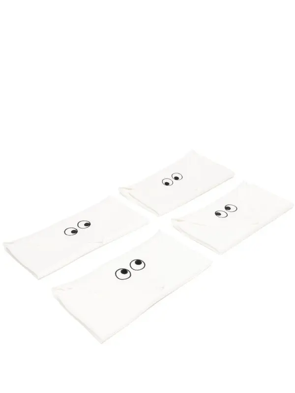 ANYA HINDMARCH Embroidered-motif Linen Napkins - White