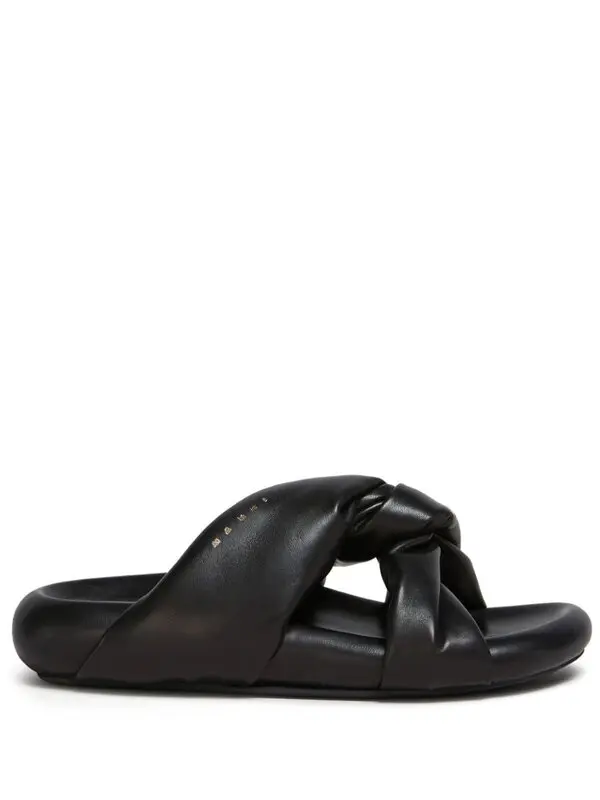 Marni Bubble Twist-detail Leather Sandals - Black