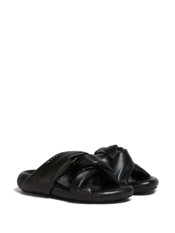 Marni Bubble Twist-detail Leather Sandals - Black