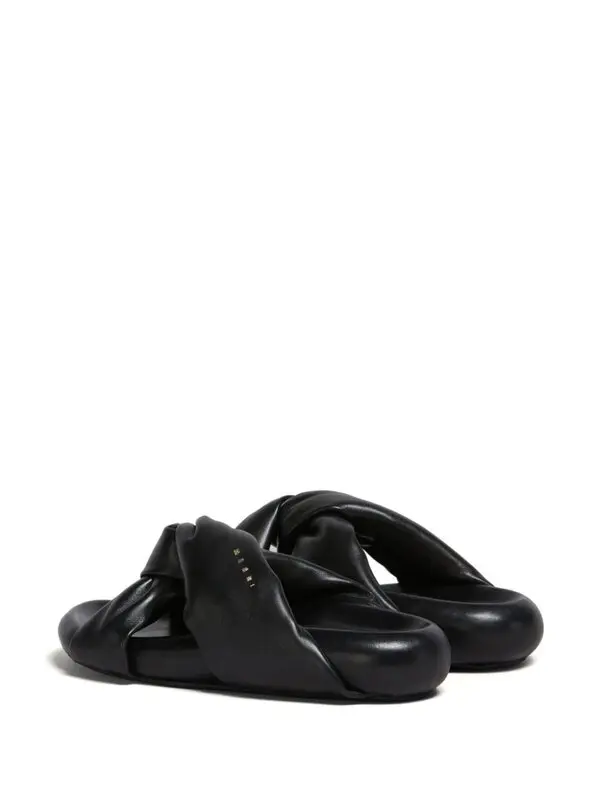 Marni Bubble Twist-detail Leather Sandals - Black