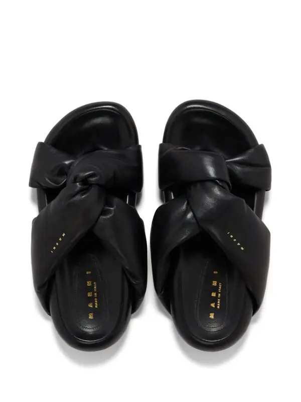 Marni Bubble Twist-detail Leather Sandals - Black