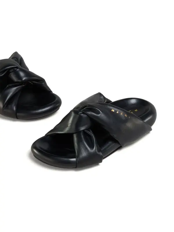 Marni Bubble Twist-detail Leather Sandals - Black