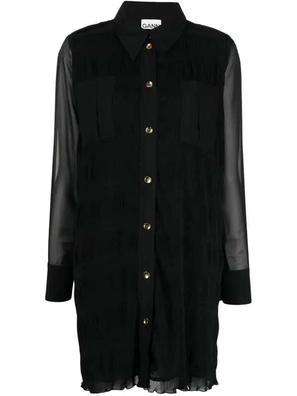 GANNI Georgette Mini Shirt Dress