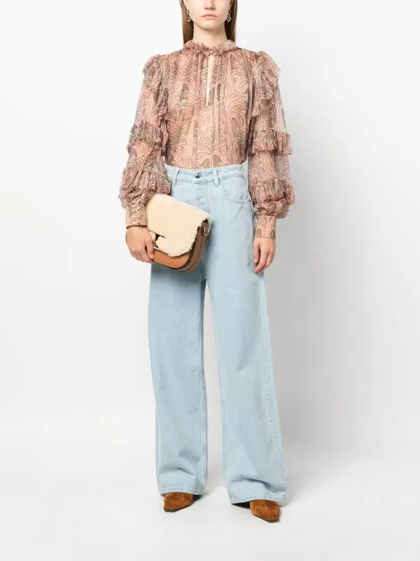 Etro Ruffled Paisley-print Silk Blouse - Pink