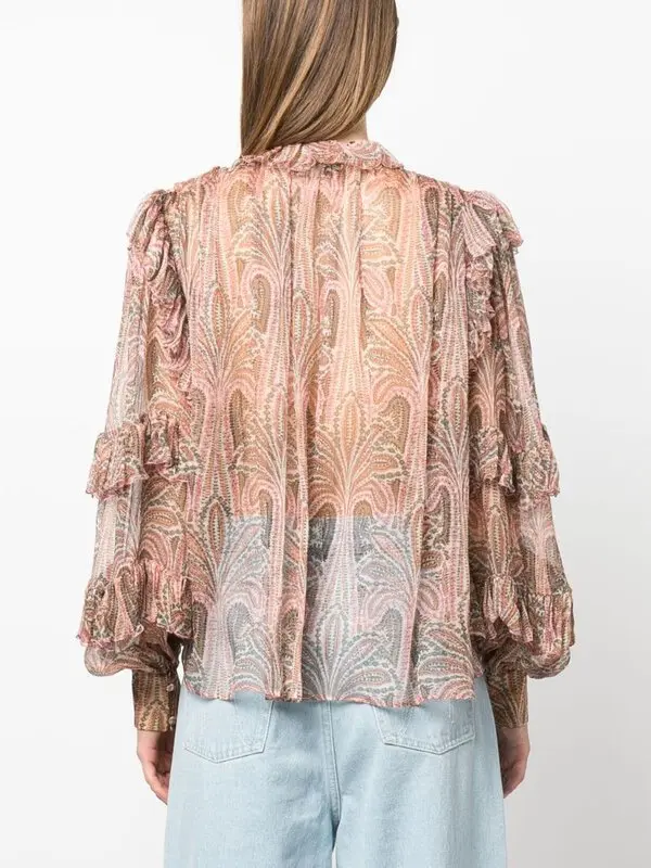 Etro Ruffled Paisley-print Silk Blouse - Pink