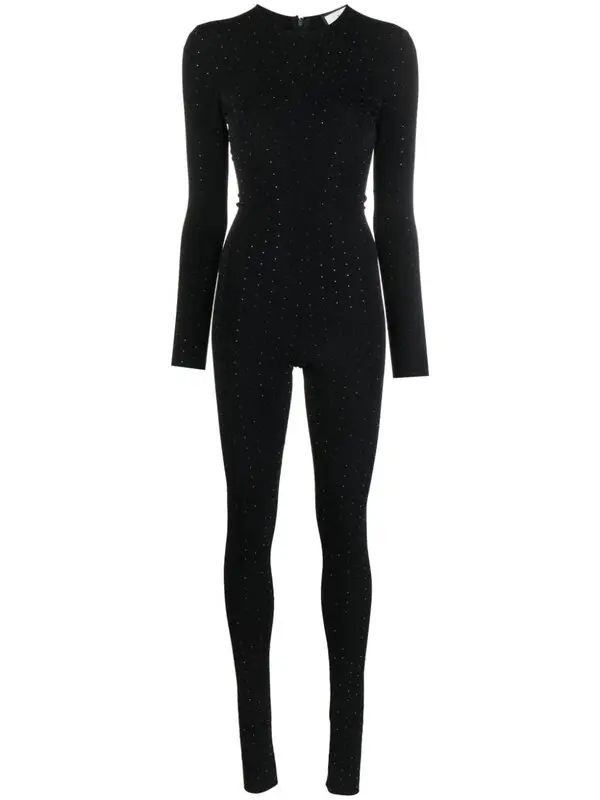 NISSA Long-sleeve Glitter-detail Jumpsuit - Black