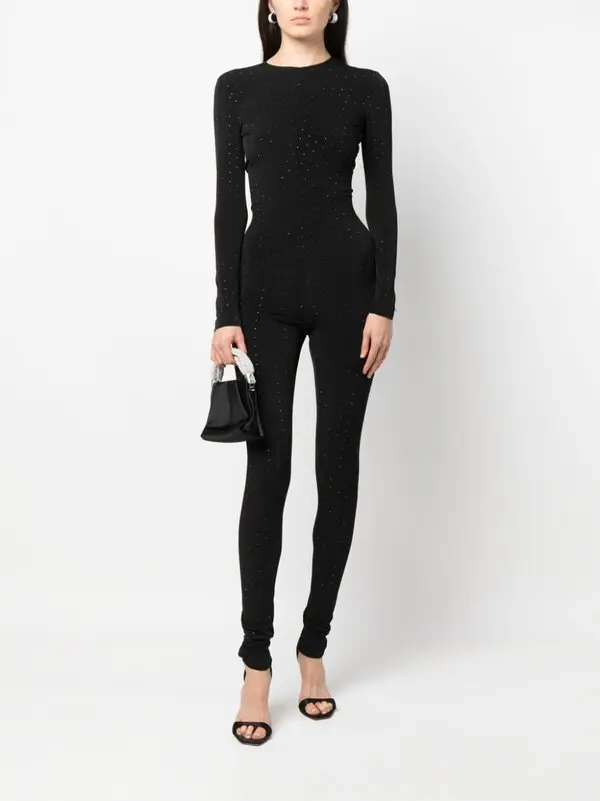 NISSA Long-sleeve Glitter-detail Jumpsuit