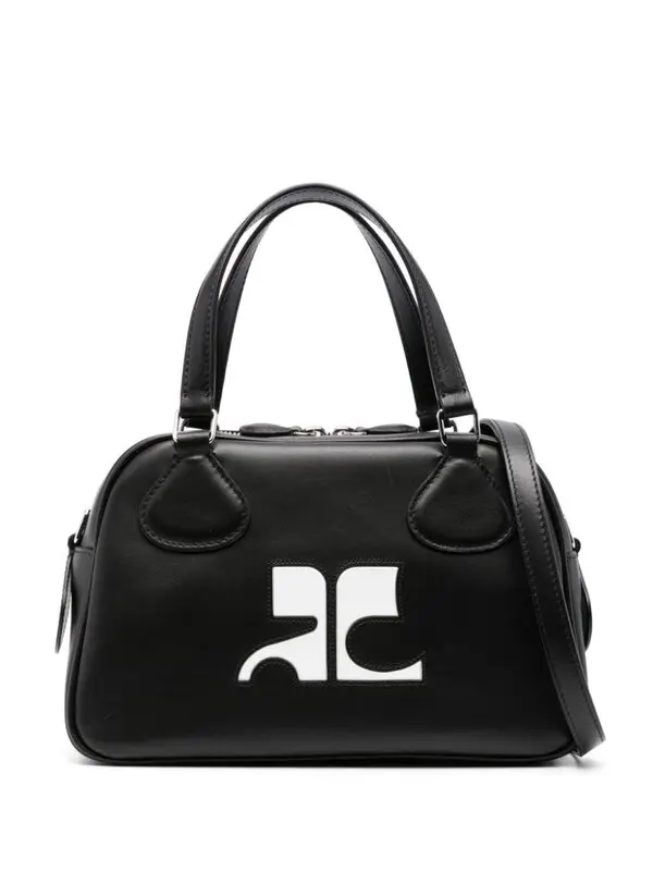COURREGES Logo-appliqué Leather Bowling Bag