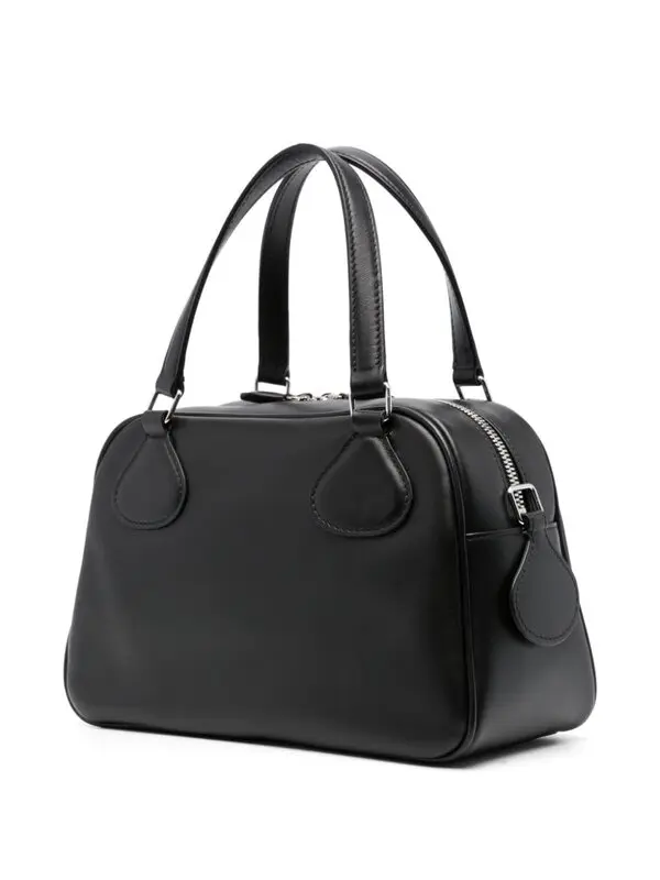 COURREGES Logo-appliqué Leather Bowling Bag