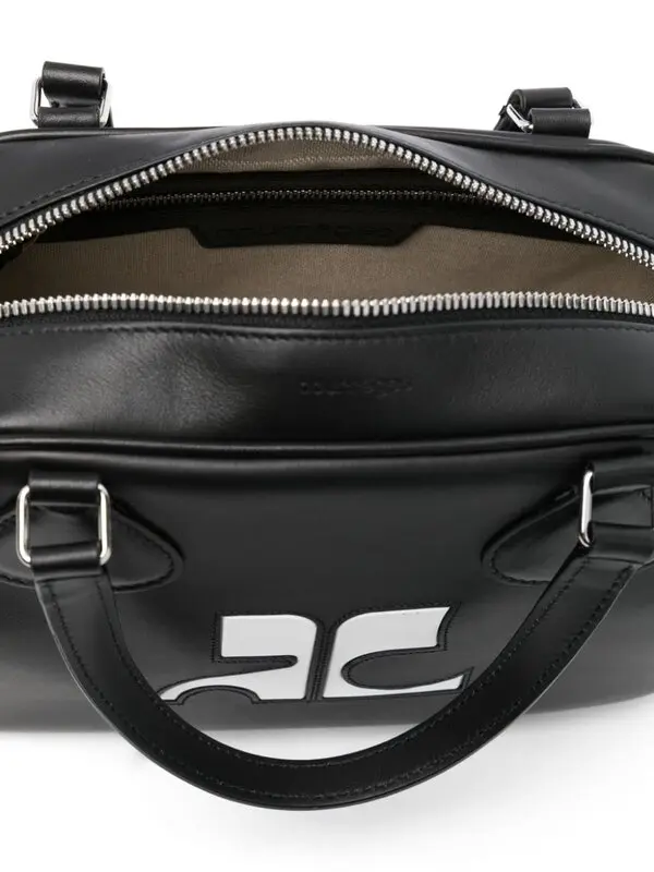 COURREGES Logo-appliqué Leather Bowling Bag