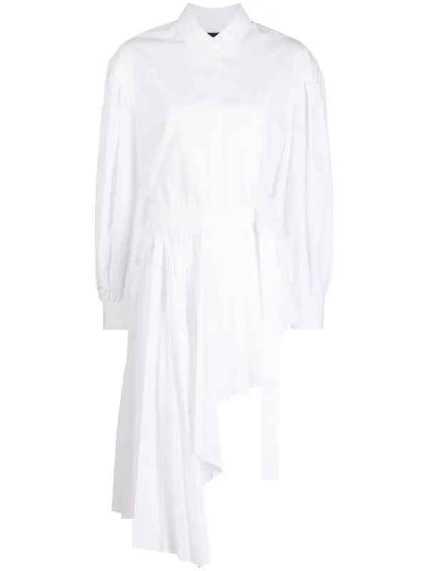 JUUN.J Asymmetric Pleated Mini Shirtdress