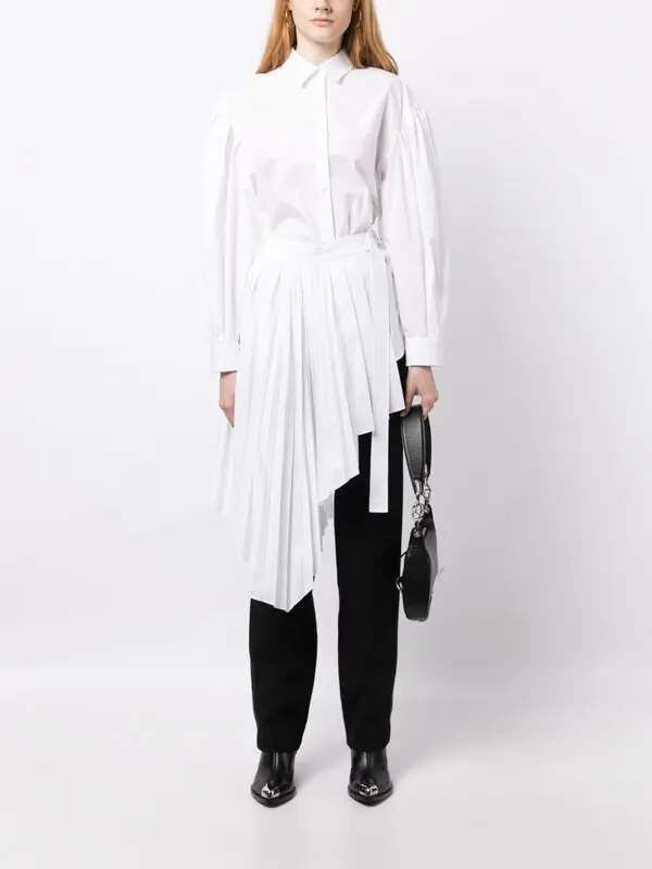 JUUN.J Asymmetric Pleated Mini Shirtdress