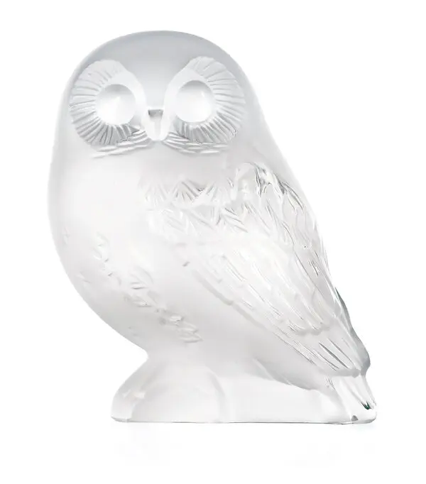 Lalique Crystal Owl Sculpture - Clear