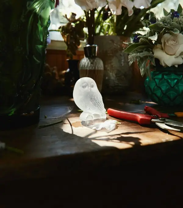 Lalique Crystal Owl Sculpture