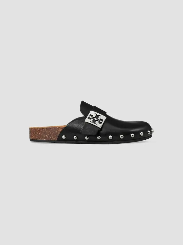 Tory Burch Mellow Suede Buckle Clogs - Black