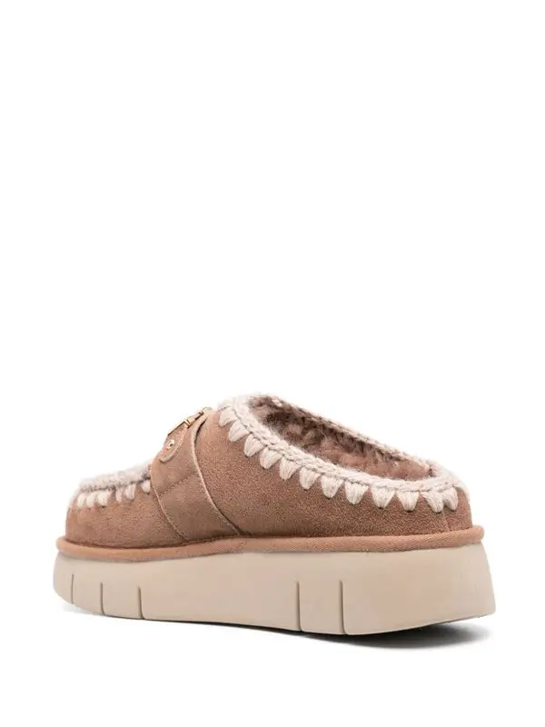Mou Logo-appliqué Suede Mules - Neutrals