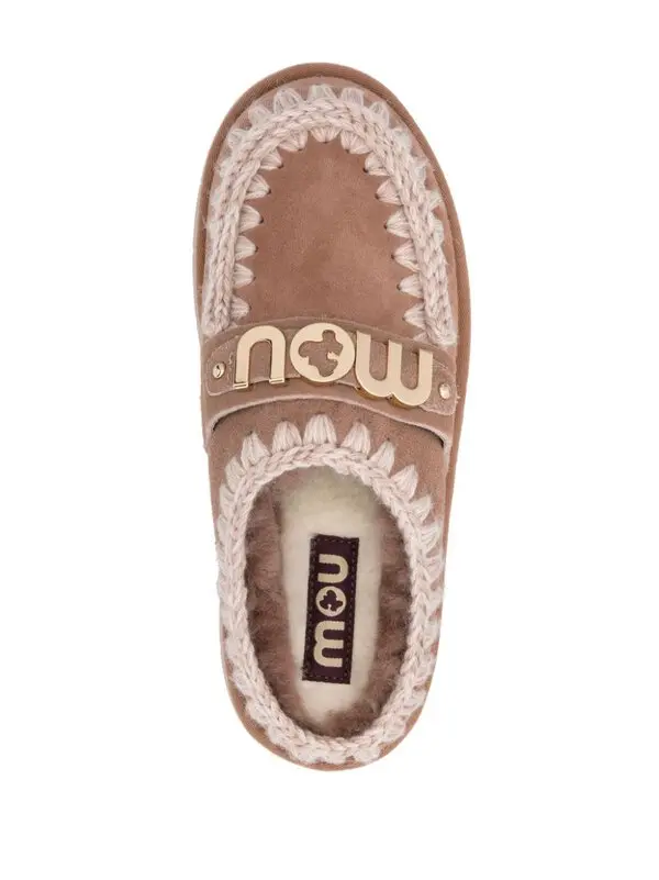 Mou Logo-appliqué Suede Mules - Neutrals