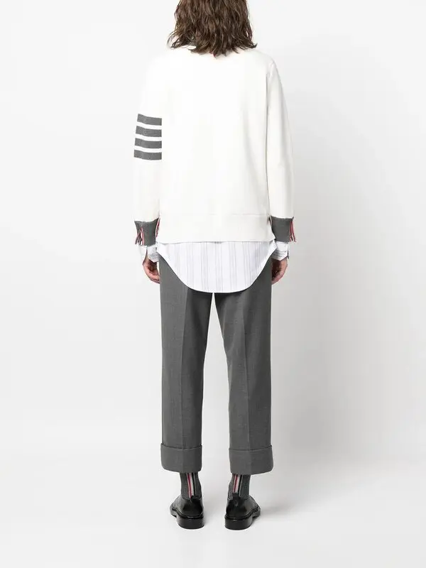 Thom Browne Milano-stitch Oxford Shirt Cardigan Combo - White