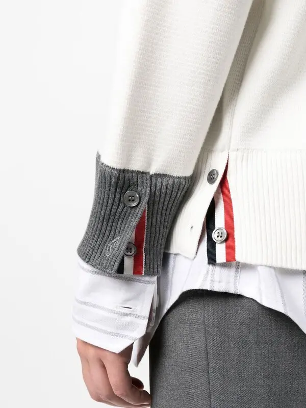 Thom Browne Milano-stitch Oxford Shirt Cardigan Combo - White