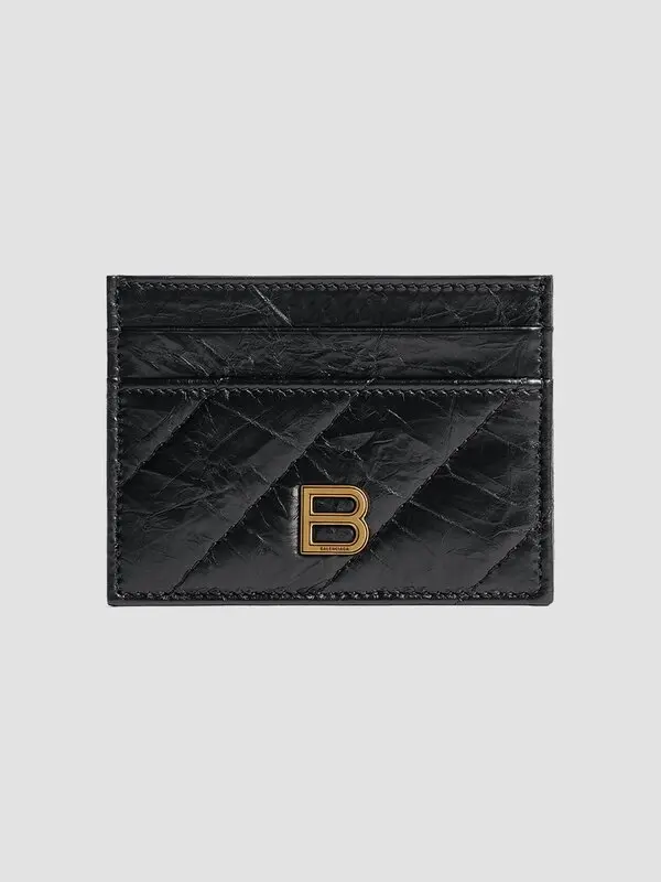 Balenciaga Crush Card Holder Quilted - Black