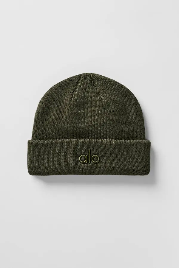 Alo Yoga Ribbed Beanie Hat - Green Olive