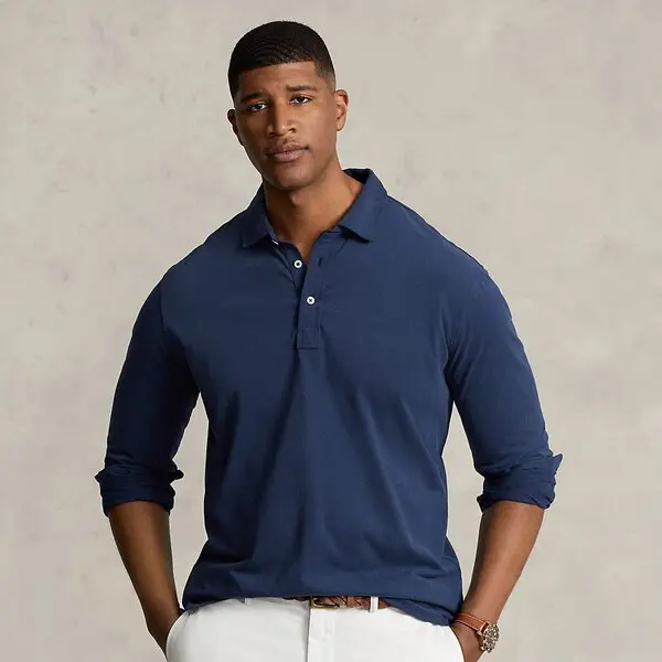 Ralph Lauren Jersey Long-Sleeve Polo Shirt In Summer Navy - 28% Off |  Editorialist