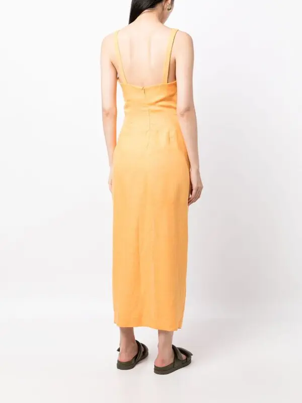Nanushka Draped Linen Midi Dress - Orange