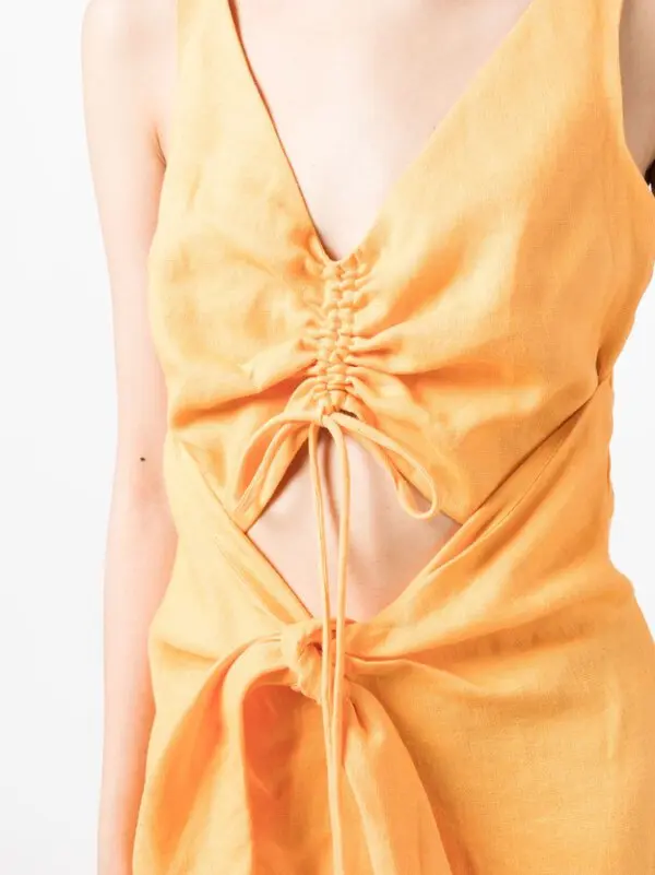 Nanushka Draped Linen Midi Dress - Orange