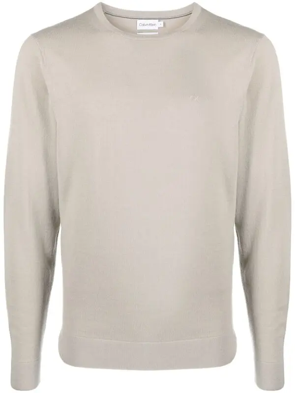 Calvin Klein Superior Wool Crewneck Jumper - Neutrals