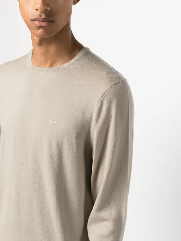 Calvin Klein Superior Wool Crewneck Jumper - Neutrals