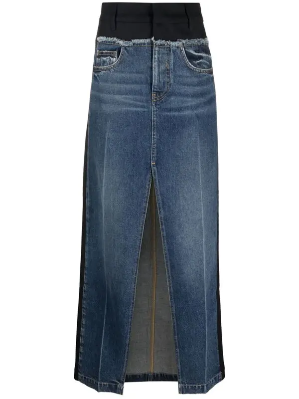 Stella McCartney Panelled Denim Maxi Skirt - Blue