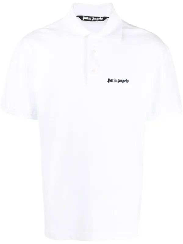 Palm Angels Logo-embroidered Polo Shirt - White