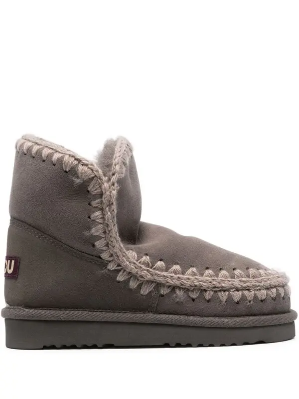 Mou Logo-patch Suede Ankle Boots - Grey
