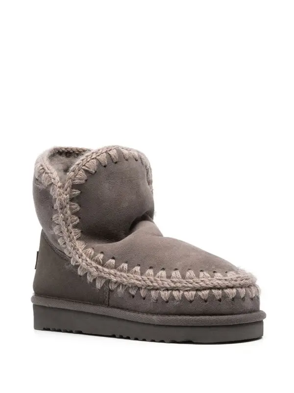 Mou Logo-patch Suede Ankle Boots - Grey