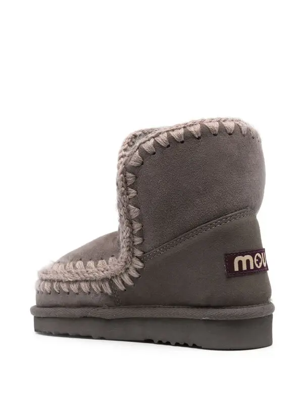 Mou Logo-patch Suede Ankle Boots - Grey