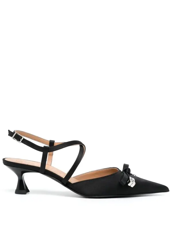 GANNI Butterfly Bow 50mm Pointed-toe Pumps - Black