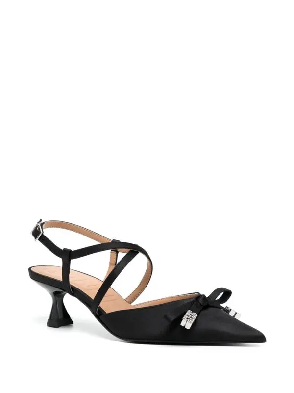 GANNI Butterfly Bow 50mm Pointed-toe Pumps - Black