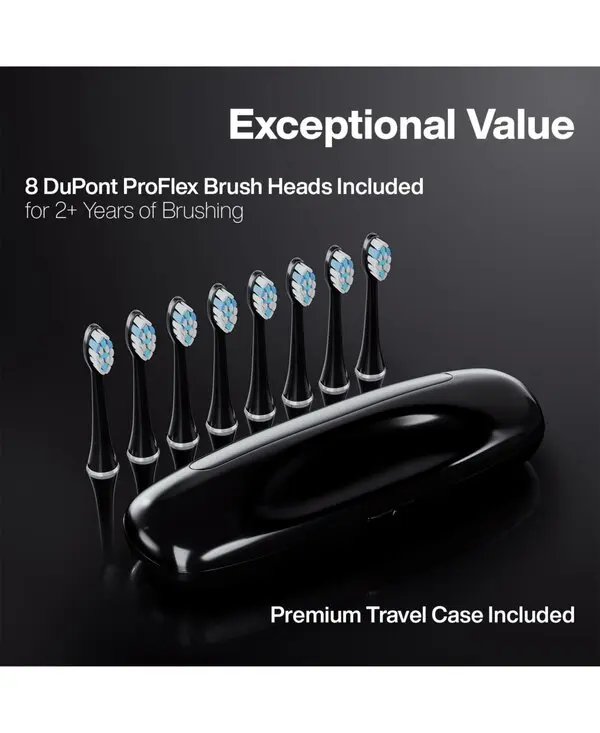 AQUASONIC Elite Advanced Ultra Whitening Rechargeable Toothbrush Set - Black
