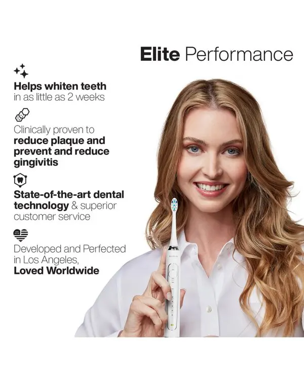 AQUASONIC Elite Advanced Ultra Whitening Rechargeable Toothbrush Set - Black