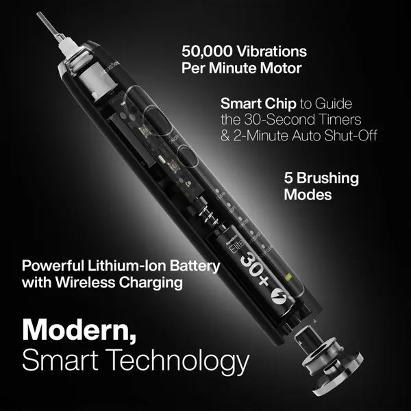 AQUASONIC Elite Advanced Ultra Whitening Rechargeable Toothbrush Set - Black