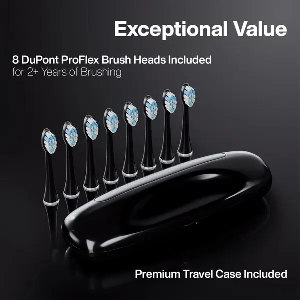 AQUASONIC Elite Advanced Ultra Whitening Rechargeable Toothbrush Set - Black