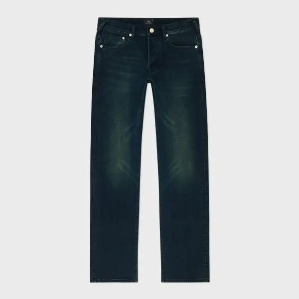 Paul Smith Standard-fit Crosshatch Stretch Over-dye Jeans - Blue