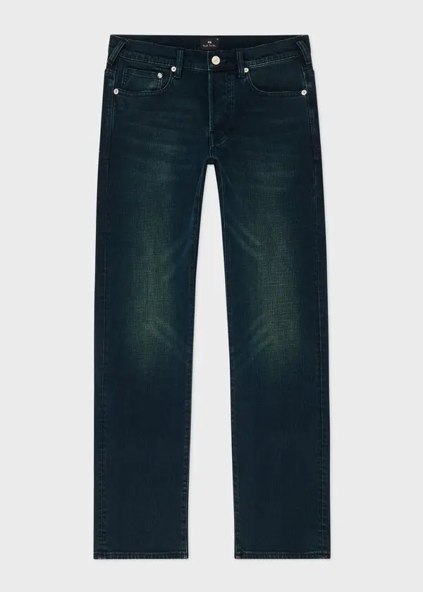 Paul Smith Standard-fit Crosshatch Stretch Over-dye Jeans - Blue