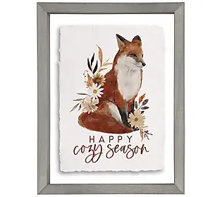 SINCERE SURROUNDINGS 14'cozy Season Fox Floatin G Frame Art - One-color
