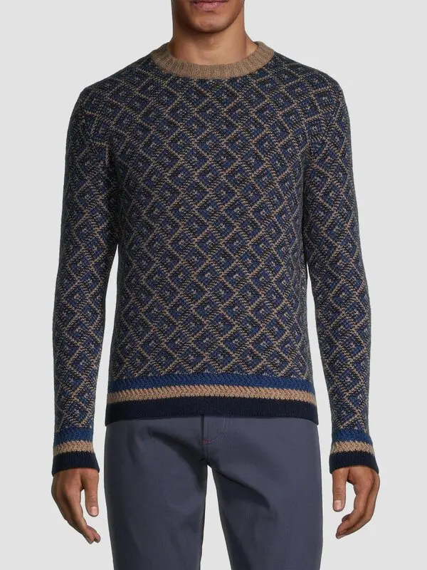 Isaia Geometric Cashmere Sweater