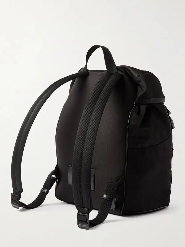Saint Laurent Logo-embroidered Leather-trimmed Shell Backpack
