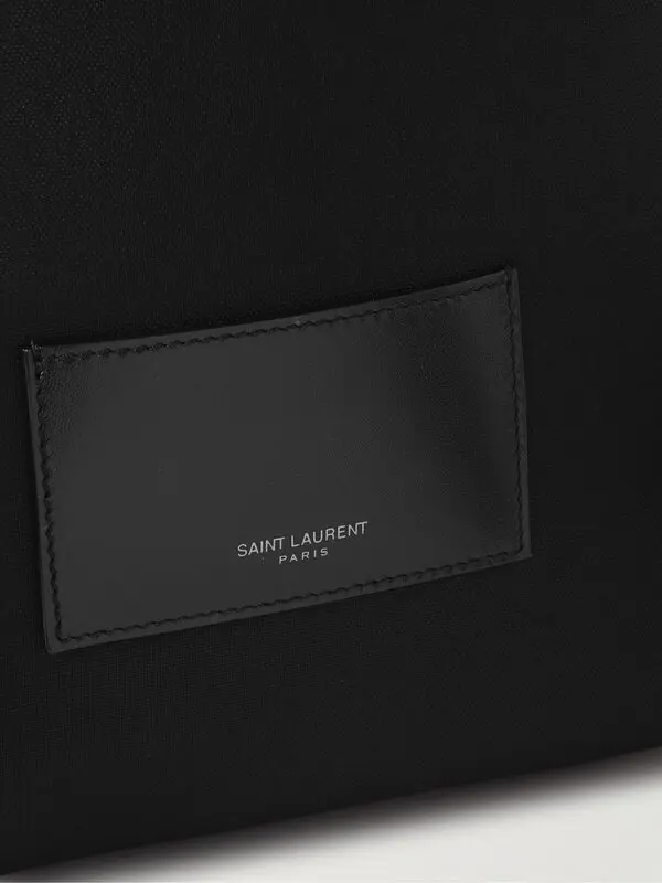 Saint Laurent Logo-embroidered Leather-trimmed Shell Backpack