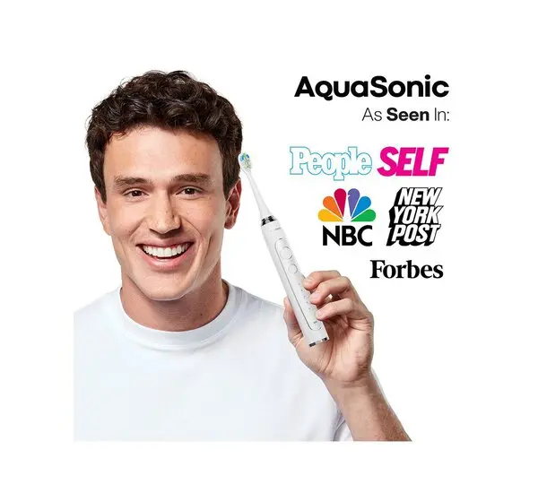AQUASONIC Elite Duo Rechargeable Electric Toothbrush Set – Ada Accepted - Black And White